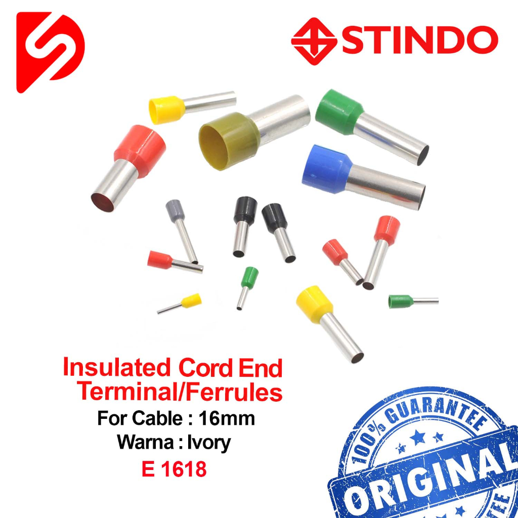 Jual Ferrules / Skun Tusuk / Insulated 16mm E1618 Ivory STINDO | Shopee ...