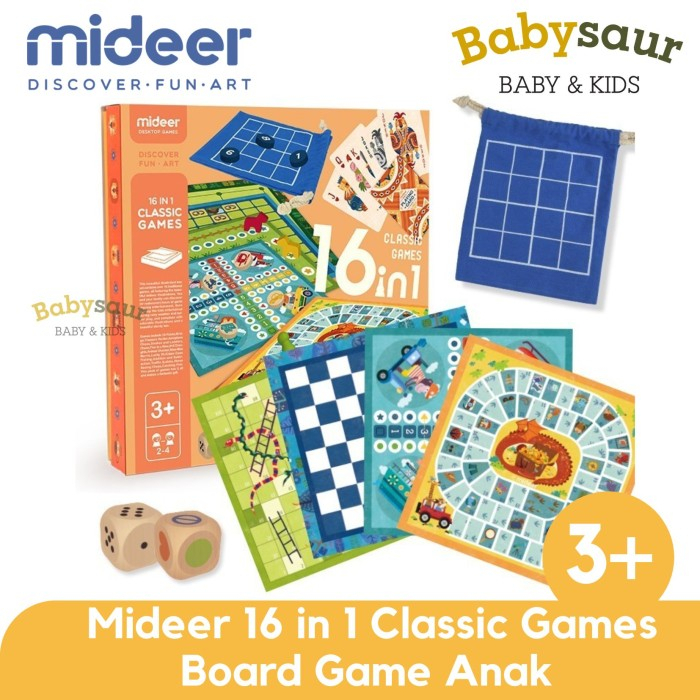 Jual Mideer 16 in 1 Board Game Classic Games Mainan Anak Catur Ular ...