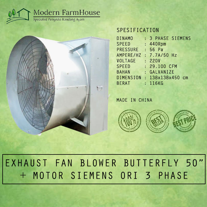 Jual BUTTERFLY CONE FAN 50" KIPAS BLOWER KANDANG AYAM 3 PHASE MOTOR ...