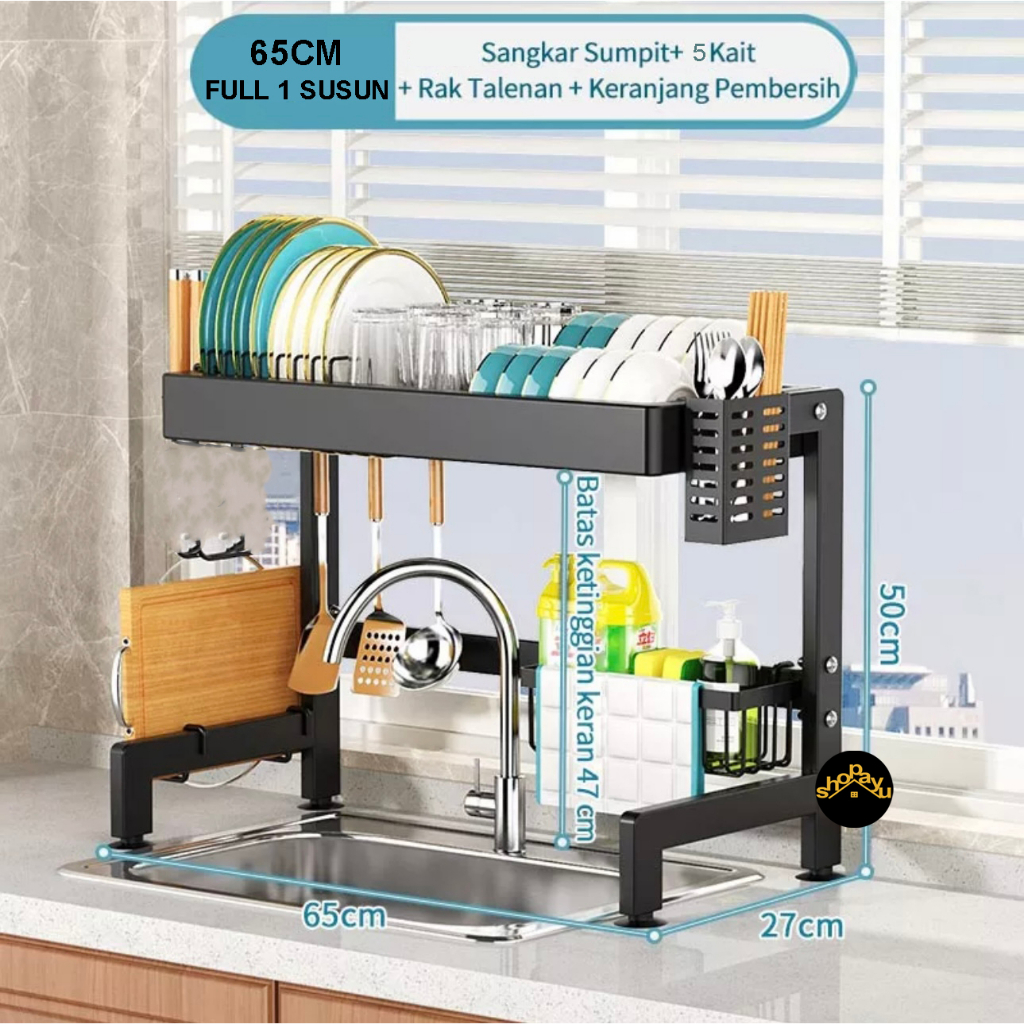 Jual Rak piring wastafel hitam rak dapur peralatan dapur rak cuci ...