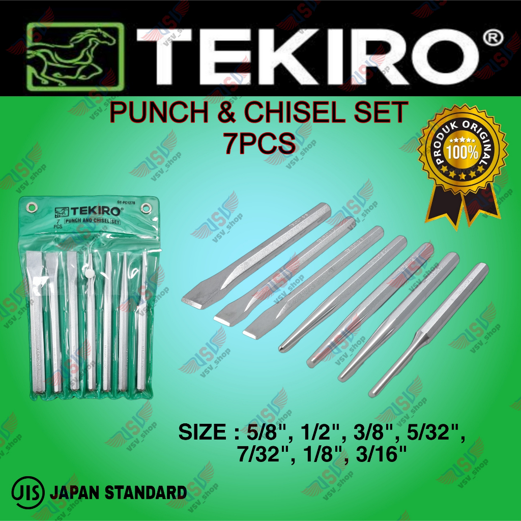 Jual TEKIRO Punch and Chisel Set 7pcs Pahat Besi Penitik Pin Punch Cold ...