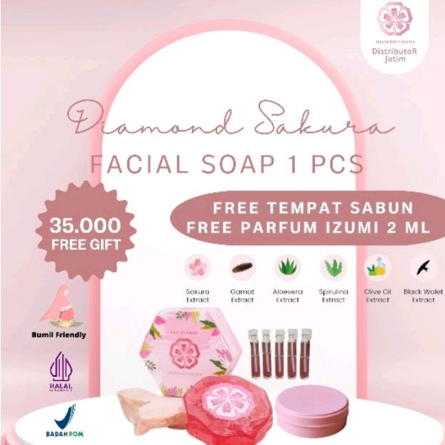 Jual DIAMOND SAKURA FACIAL SOAP BAR|SABUN SAKURA|SABUN WAJAH GLOWING ...