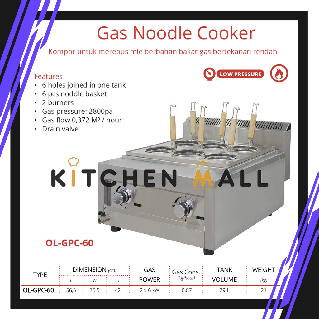 Jual Getra OL-GPC-60 Portable Gas Noodle Cooker - Mesin Perebus Mie 6 Hole | Shopee Indonesia