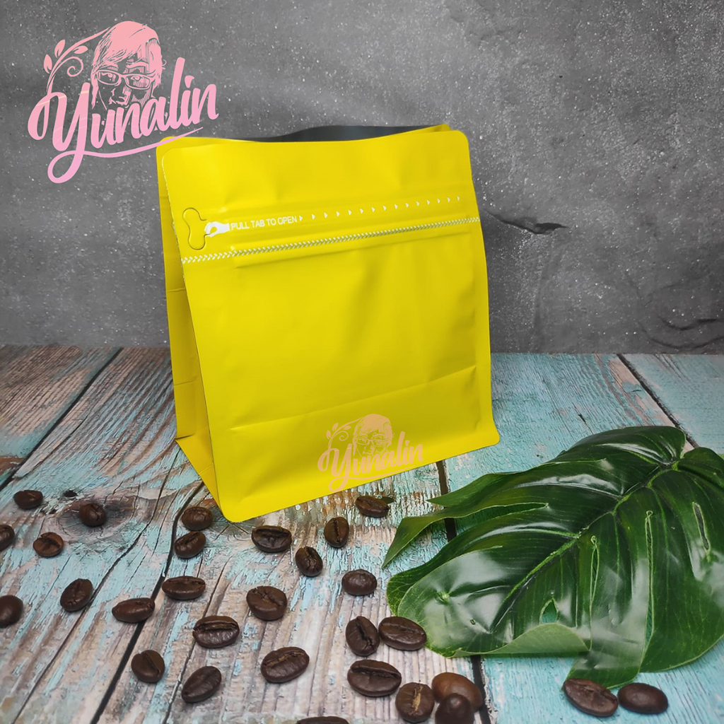 Jual Flat Bottom Zipper Persegi 150gr Kuning | Kemasan Coffee | Shopee ...