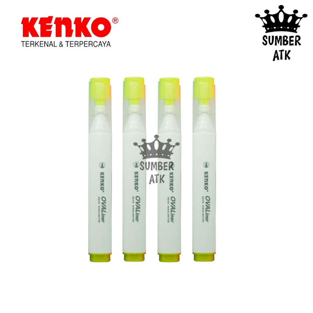 Jual KENKO Highlighter OVALINER NEON 6 WARNA TERANG PENANDA WARNA ...