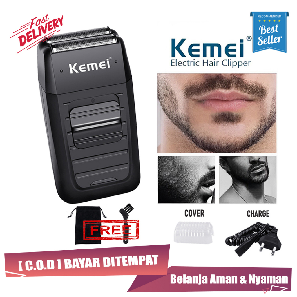 Jual Kemei Waterproof Dual-Net Reciprocating Electric Shaver Mesin Cukur Kumis Jenggot Alat ...