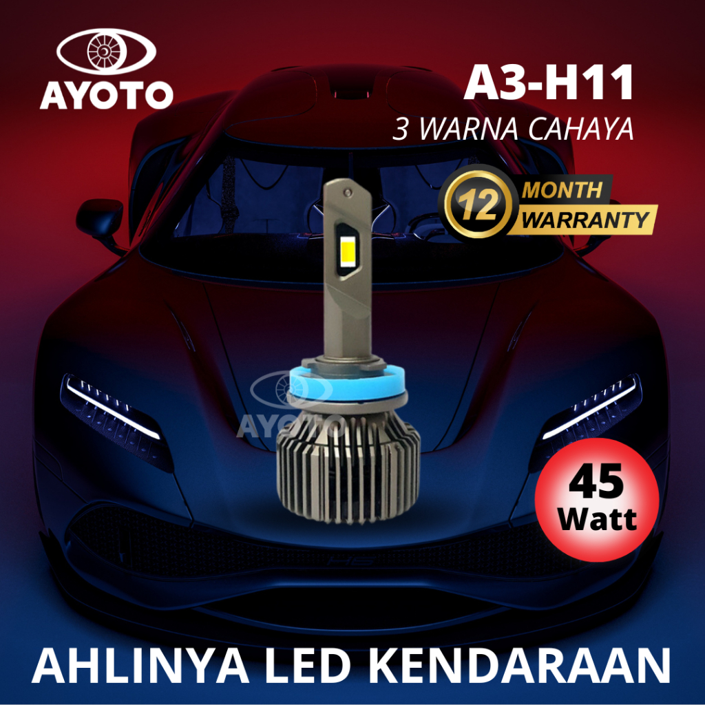 Jual 2 PCS (Sepasang) Lampu Led Mobil Utama Kabut Headlamp Foglamp Socket H11 AYOTO Watt35 ...