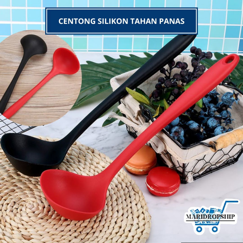 Jual Centong Sayur Bahan Silikon 30cm Sendok Kuah Sop Sayur Food Grade ...
