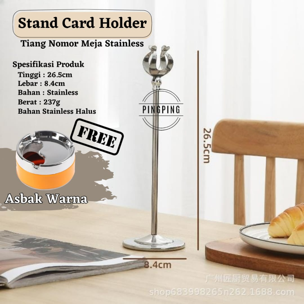 Jual Stand Card Holder Stainless Steel / Tiang Nomer Meja | Shopee ...
