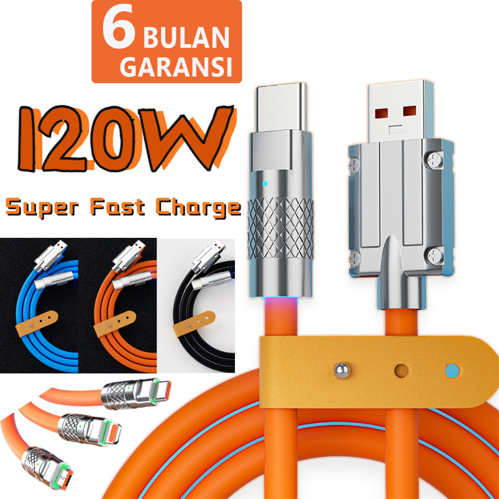 Jual 120W Kabel Data Metal Fast Charging Silikon Cable Data Charger ...