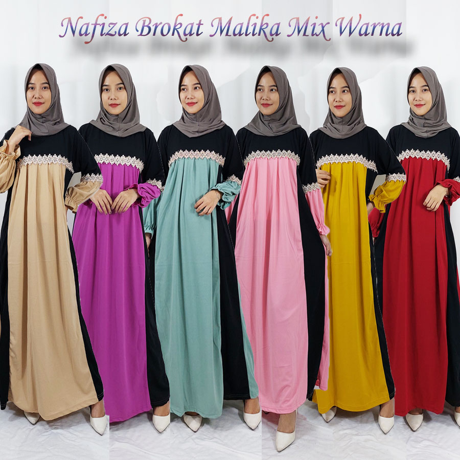 Jual CARLINA DRESS NAFIZA BROKAT MALIKA MIX WARNA MAXY CERUTY WANITA | Shopee Indonesia