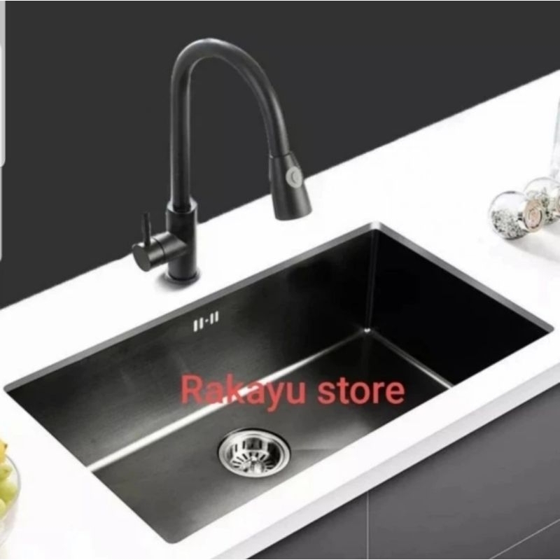 Jual PAKET LENGKAP KITCHEN SINK 6045 BLACK UNDERMOUNT LENGKAP KRAN/BAK ...