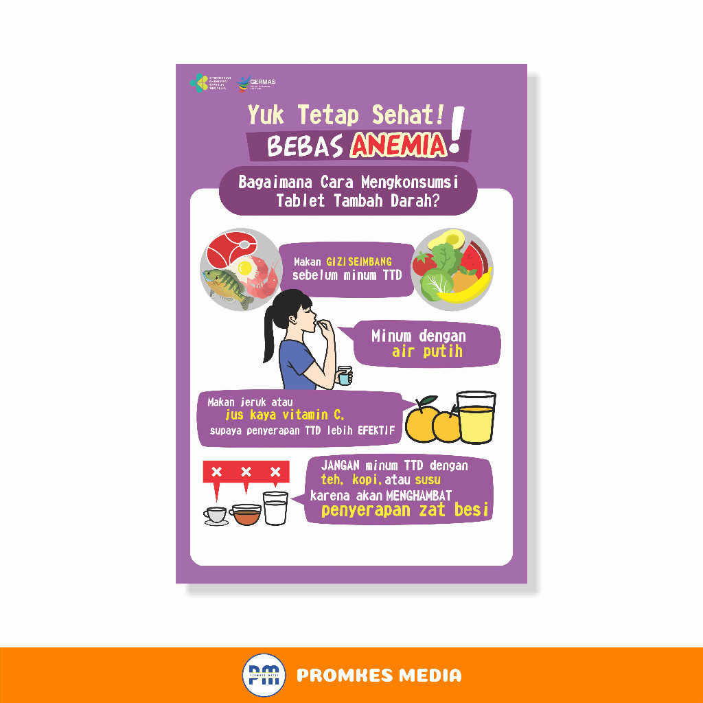 Jual Poster Kesehatan, Anemia, Cara Minum Tablet Tambah Darah | Shopee ...