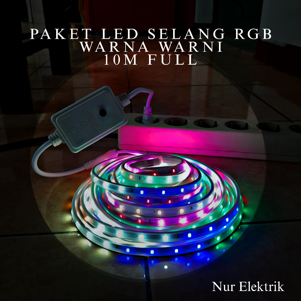 Jual LAMPU LED STRIP SELANG WARNA WARNI 3528 2835 220V + ADAPTOR 9M ...