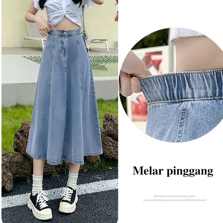 Jual 【wanita_id】 READY STOCK rok span plisket premium jumbo pinggang ...