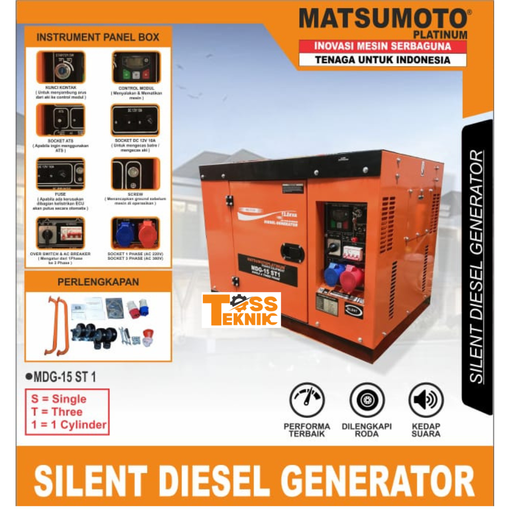 Jual Genset Silent Diesel 12 kVA Matsumoto Generator 10KW 1 & 3 Phase ...