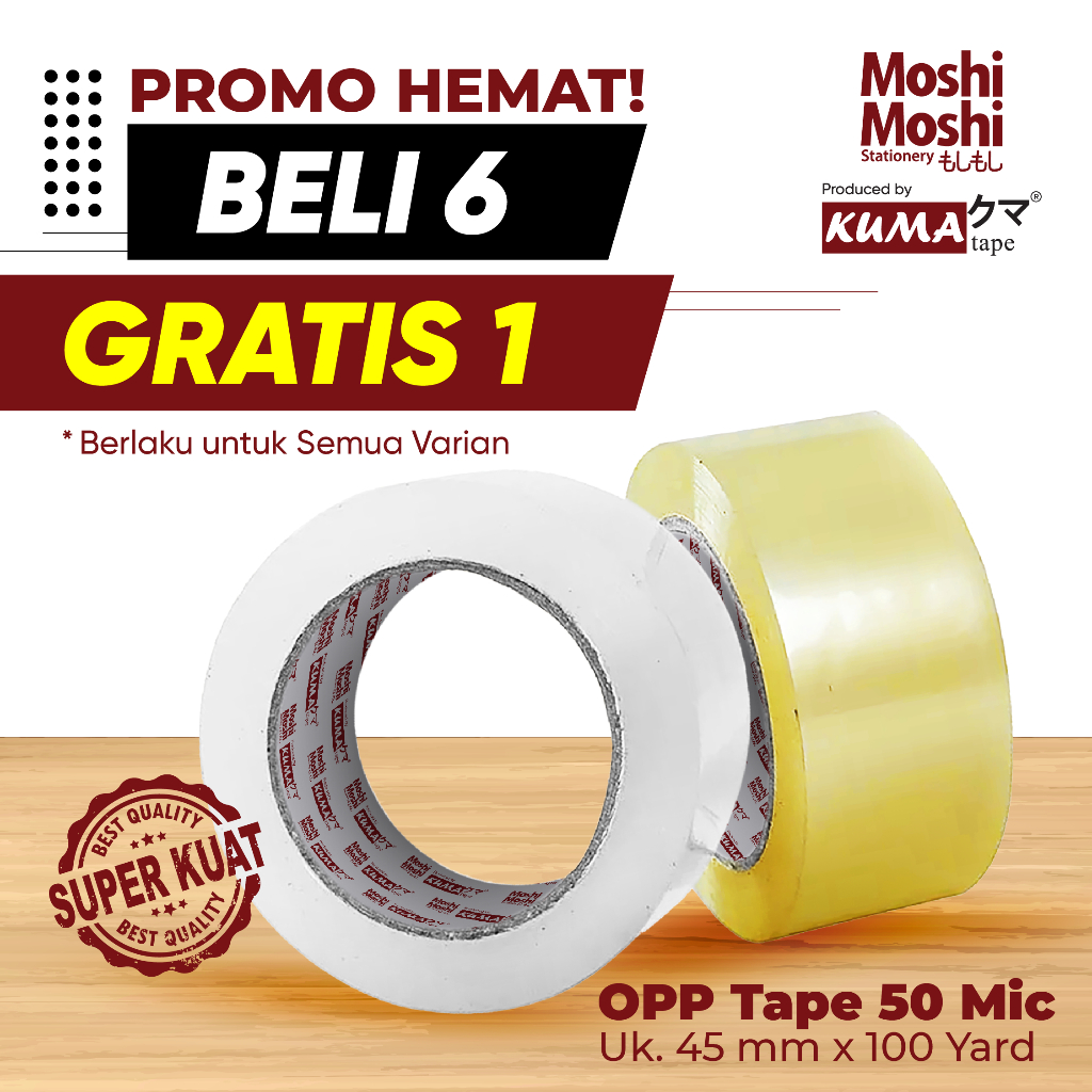Jual Lakban Moshi Kuma 2 inch 100 Yard Bening Transparan Isolasi Tape Perekat Kuat | Shopee ...