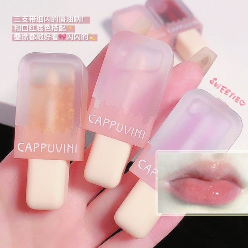 Jual 100% original CAPPUVINI SMALL ICE CREAM LIP GLOSS LIP OIL ...