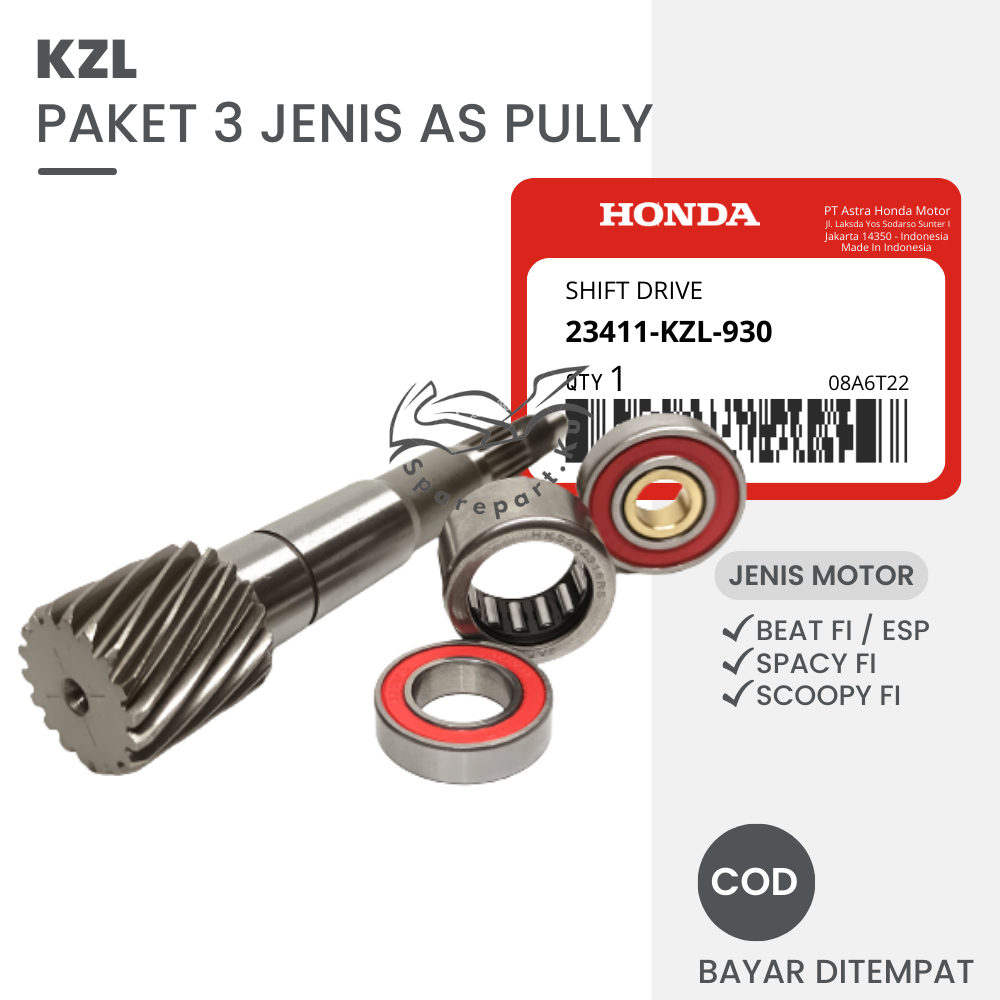 Jual KZL PAKET AS PULLY BEAT FI + LAHER 6002 KUNINGAN + BEARING PULLY ...