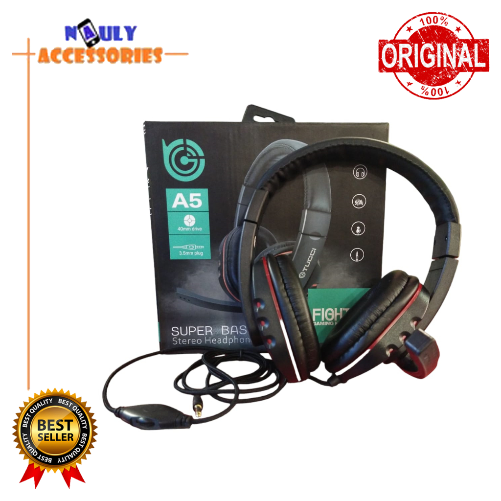 Jual Headphone gaming tucci a5 Headphone with mic 3.5mm | Shopee Indonesia