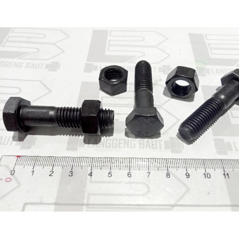 Jual Baut Mur BAJA M12 X 50 / 5cm Kunci 19 Hitam M12x50 | Shopee Indonesia
