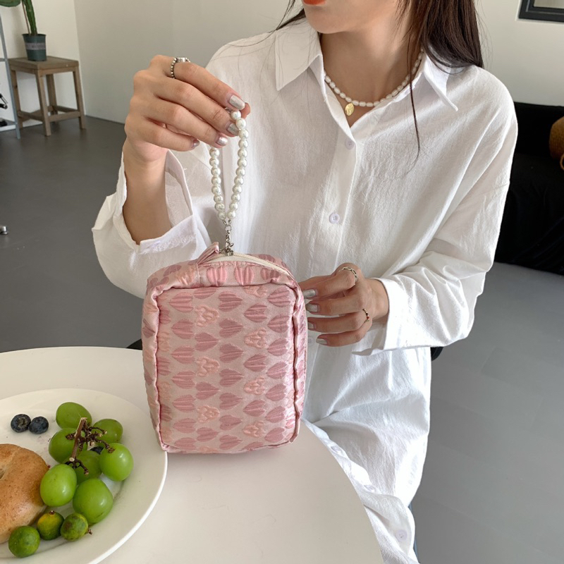 Jual mini pouch jinjing mutiara cosmetic bag dengan tali wrist strap ...