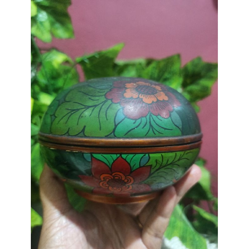 Jual Kotak perhiasan Tua Pernish kashmir handmade dm:12cm T:8cm minus ...