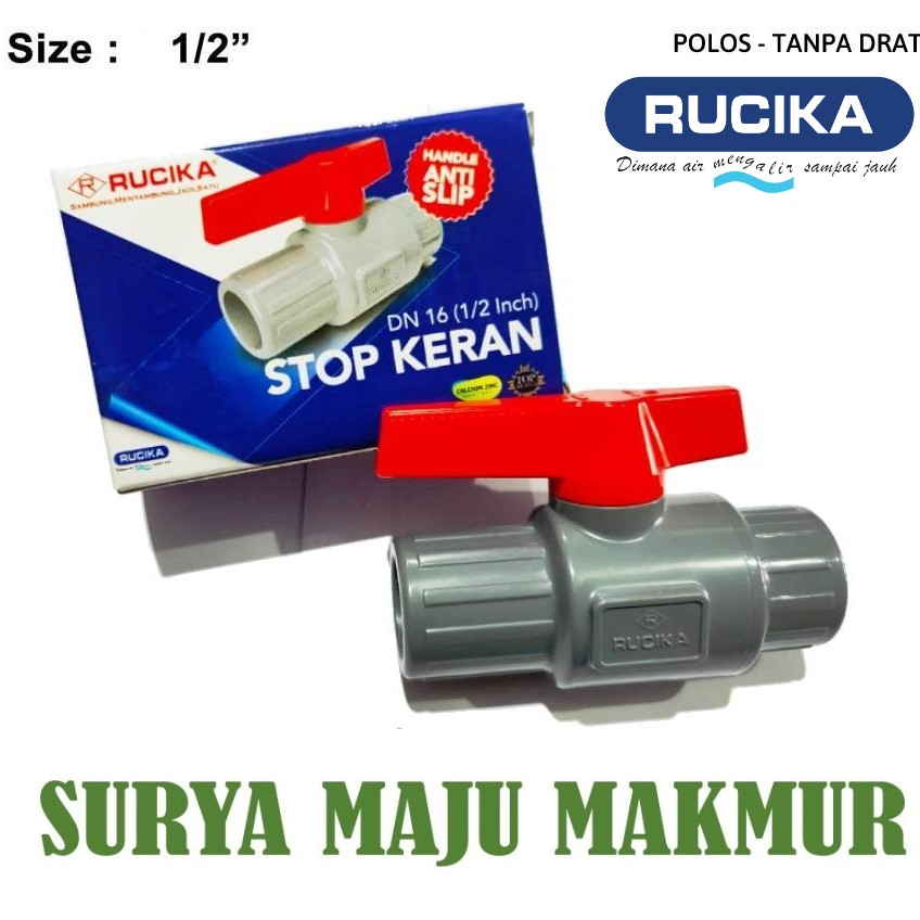 Jual Ball Valve RUCIKA 1/2 Inch DN 16 Polos Stop Kran PVC 1/2" dim keran | Shopee Indonesia