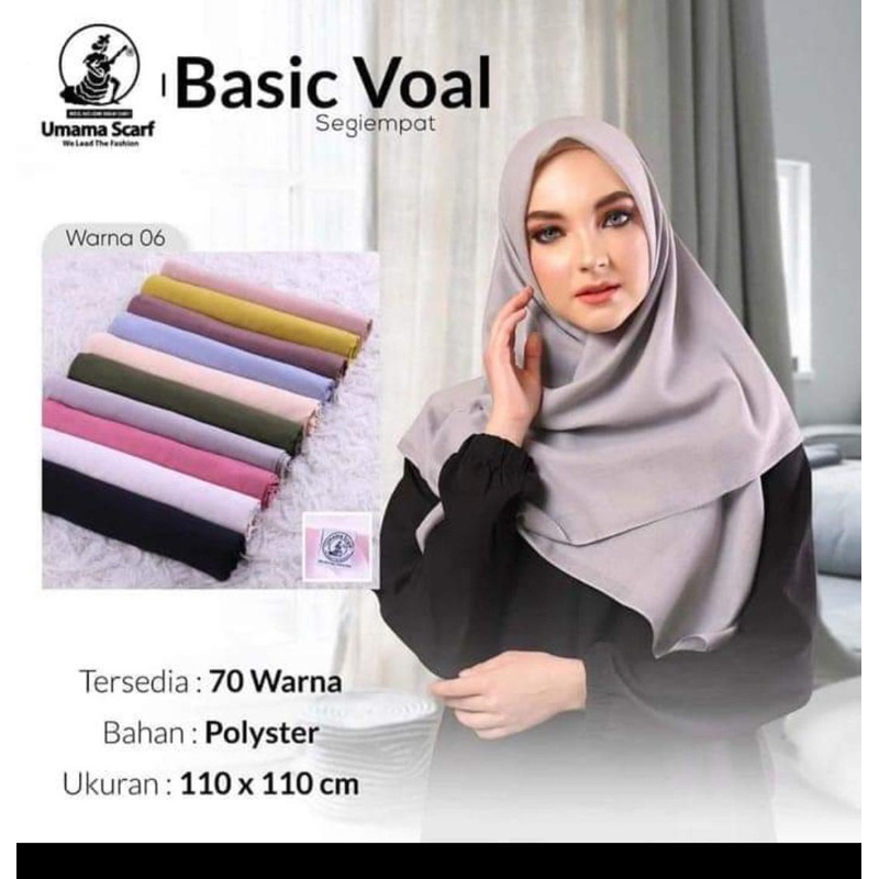 Jual Jilbab Segiempat Basic Voal/ Voal Polos by Umama | Shopee Indonesia