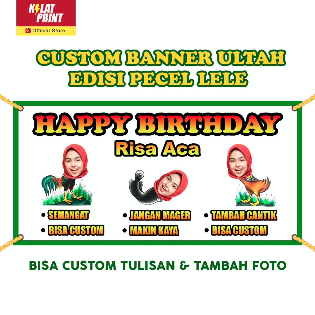 Jual Custom Banner Ultah Hadiah Sidang Wisuda Design Pecel Lele Edition ...