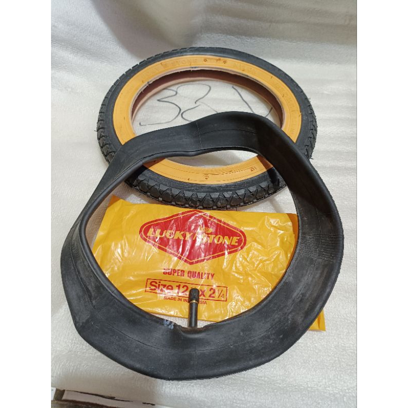 Jual ban luar dan dalam sepeda ukuran 12.1/2x21/4 merk lucky stone | Shopee Indonesia