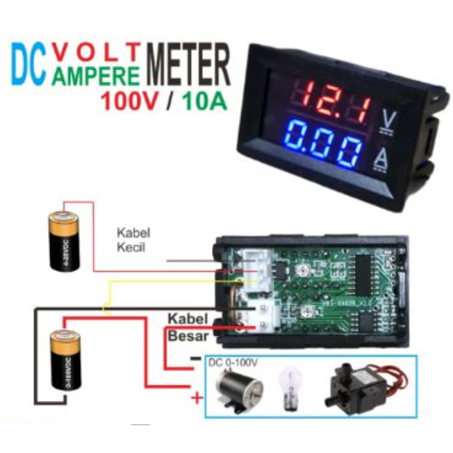 Jual DC Volt Ampere Meter DIGITAL 100V 10A VOLTMETER AMMETER 100V 10A | Shopee Indonesia