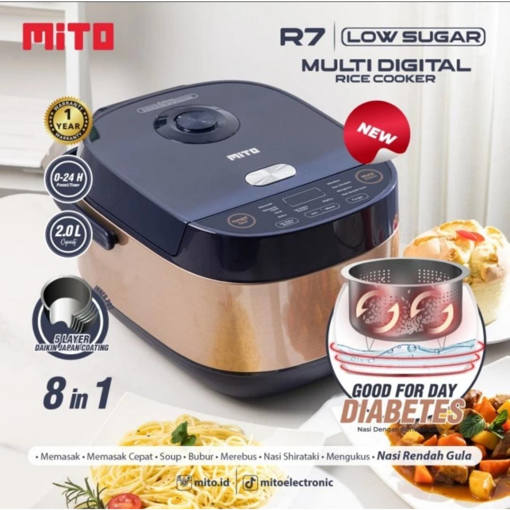 Jual [NEW] MITO MULTIDIGITAL RICE COOKER R7 LOW SUGAR 8 IN 1 | Shopee ...