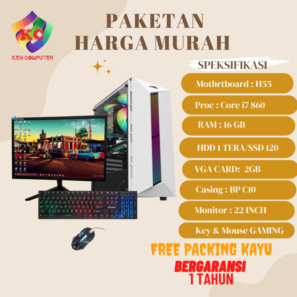 Jual Satu Paket PC gaming Core i7 |Ram 16gb | Ssd 120 gb | Hardisk ...
