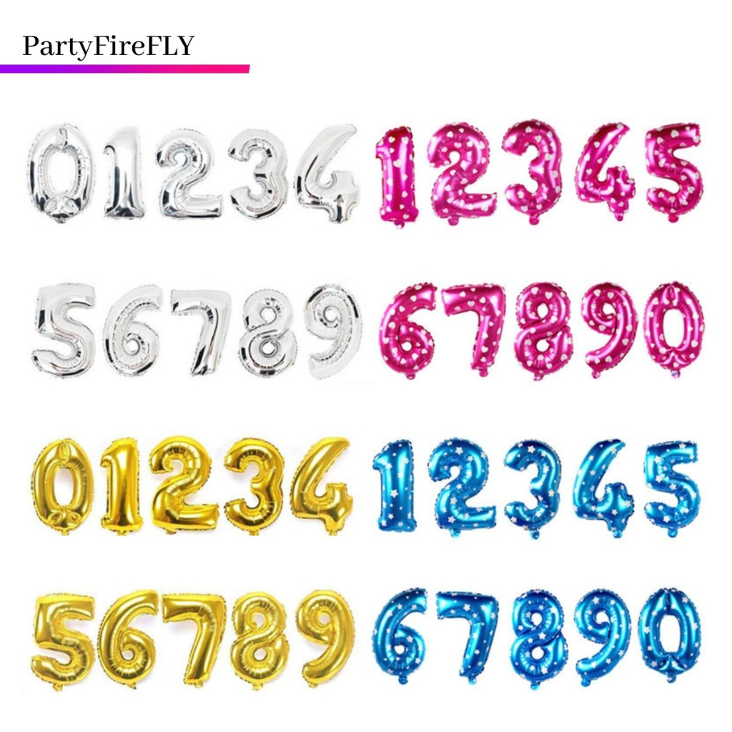 Jual Balon Angka Warna BALON Huruf angka 0-9 uk.16 inch 40 cm ...