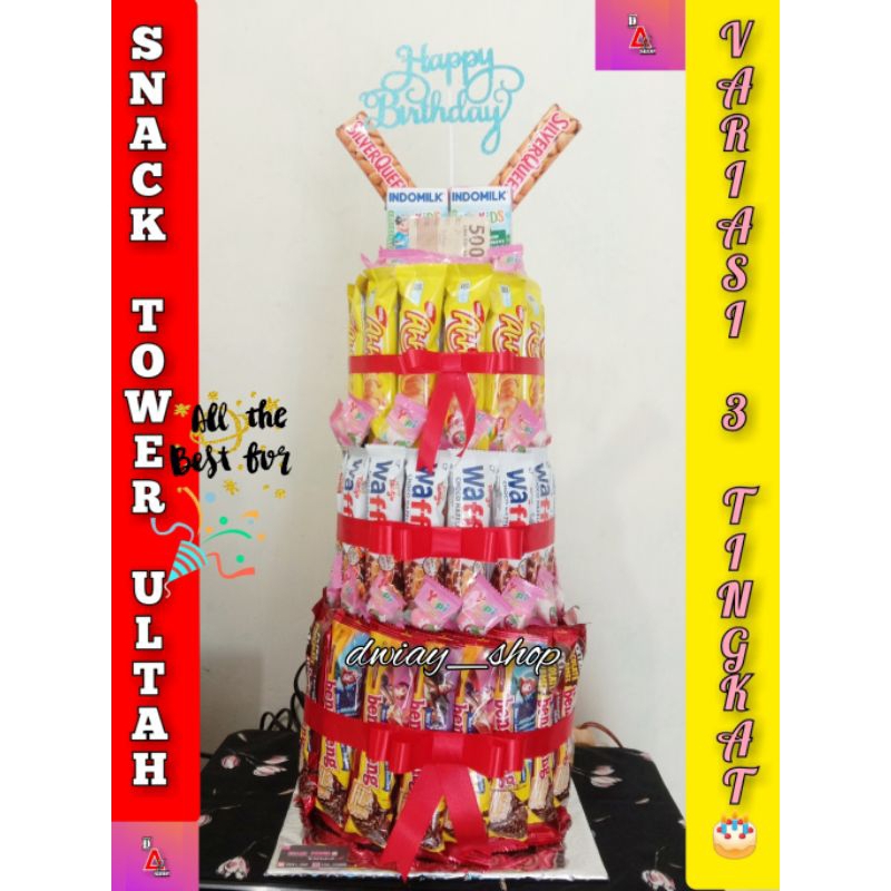 Jual SNACK TOWER ULTAH / KUE ULTAH KEKINIAN / HADIAH ULTAH / HADIAH ...