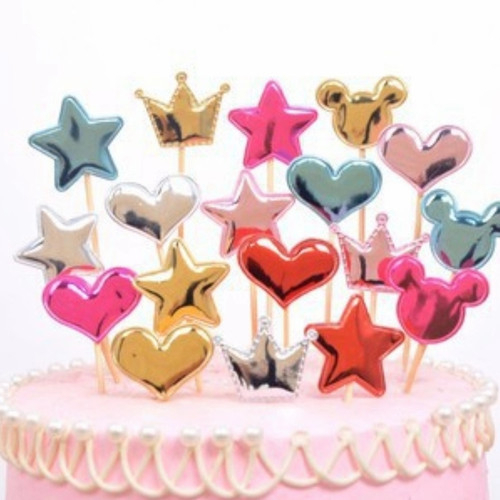 Jual # HJ # TUSUKAN PAJANGAN KUE BENTUK LOVE , BINTANG DAN MAHKOTA / TUSUKAN TOPPER CAKE ...
