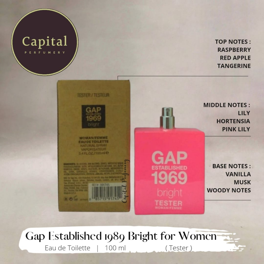 Jual Gap Established 1969 BRIGHT For Women EDT 100 ml TESTER (No Cap ...
