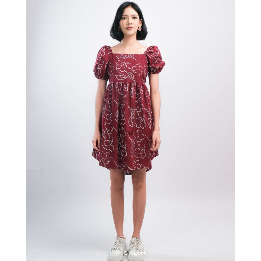 Jual Dress Lengan Puff 2 in 1 Batik Cap | Talasa Dress Pisalin | Rampai ...