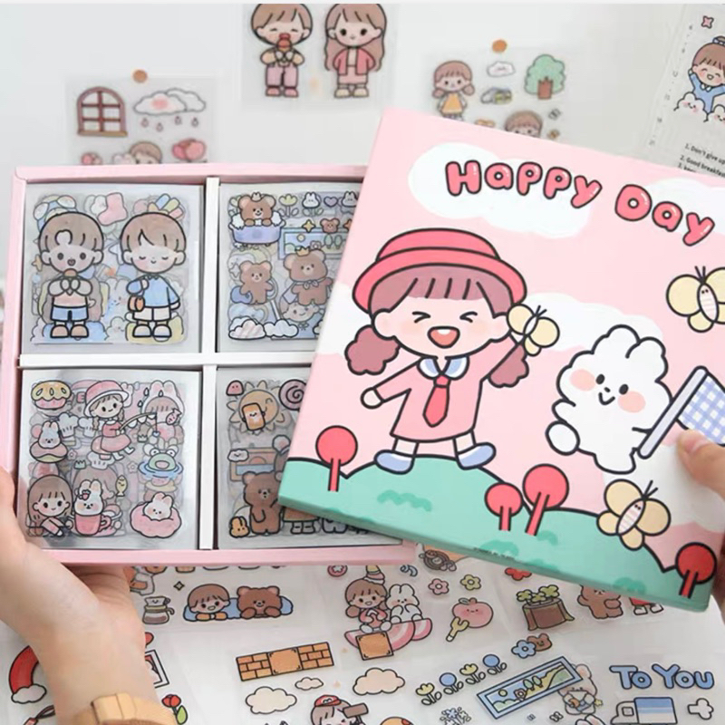 Jual Stiker 1 Box Sticker Aesthetic Dekor tumblr Isi 100 Lembar ...