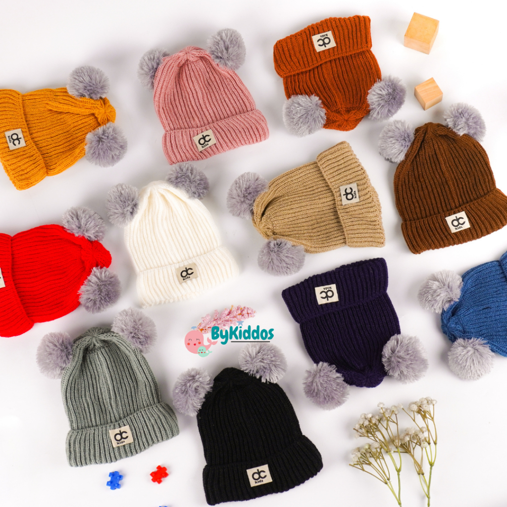 Jual ByKiddos - Topi Rajut Anak Pompom Motif DC/ Topi Rajut Bayi Pompom ...