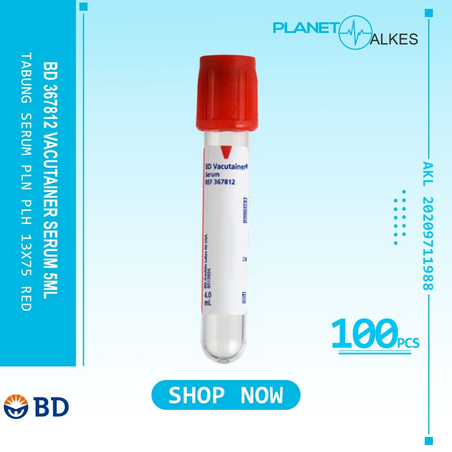 Jual BD 367812 VACUTAINER TABUNG SERUM / TUBE PLN PLH 13X75 RED 4ML ED ...