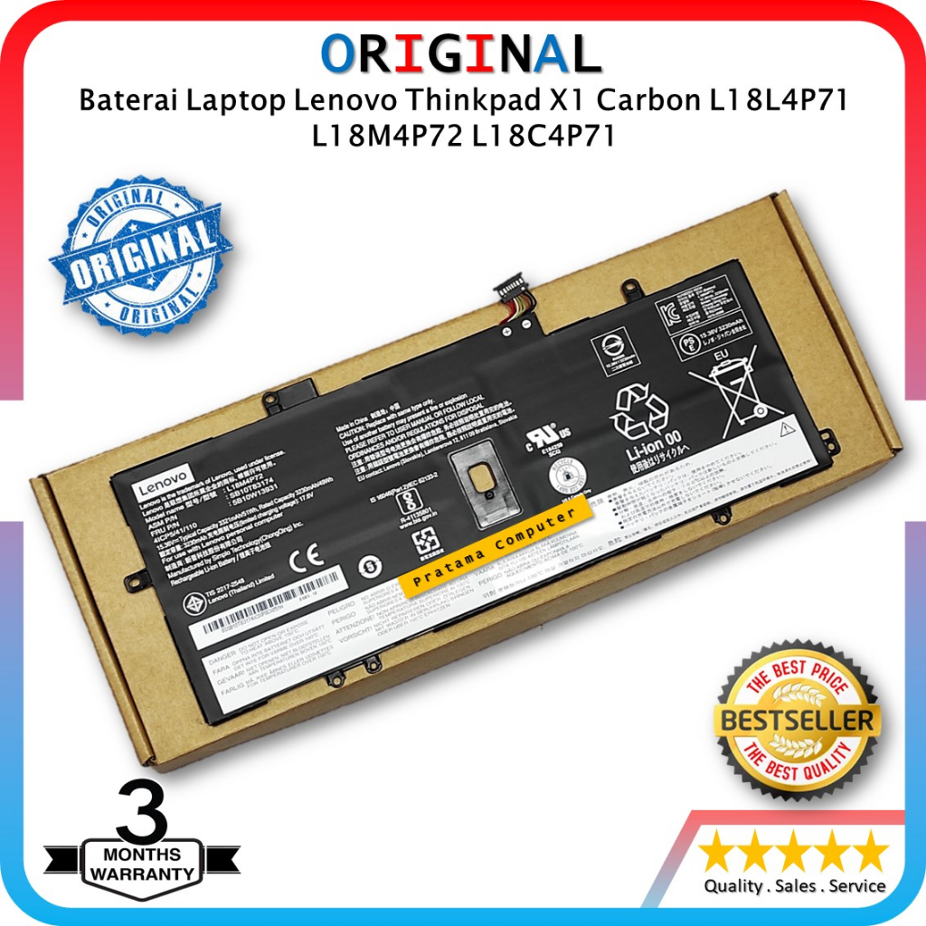 Jual Baterai LENOVO Thinkpad X1 Carbon Gen7 Gen8 L18L4P71 L18M4P72 ...
