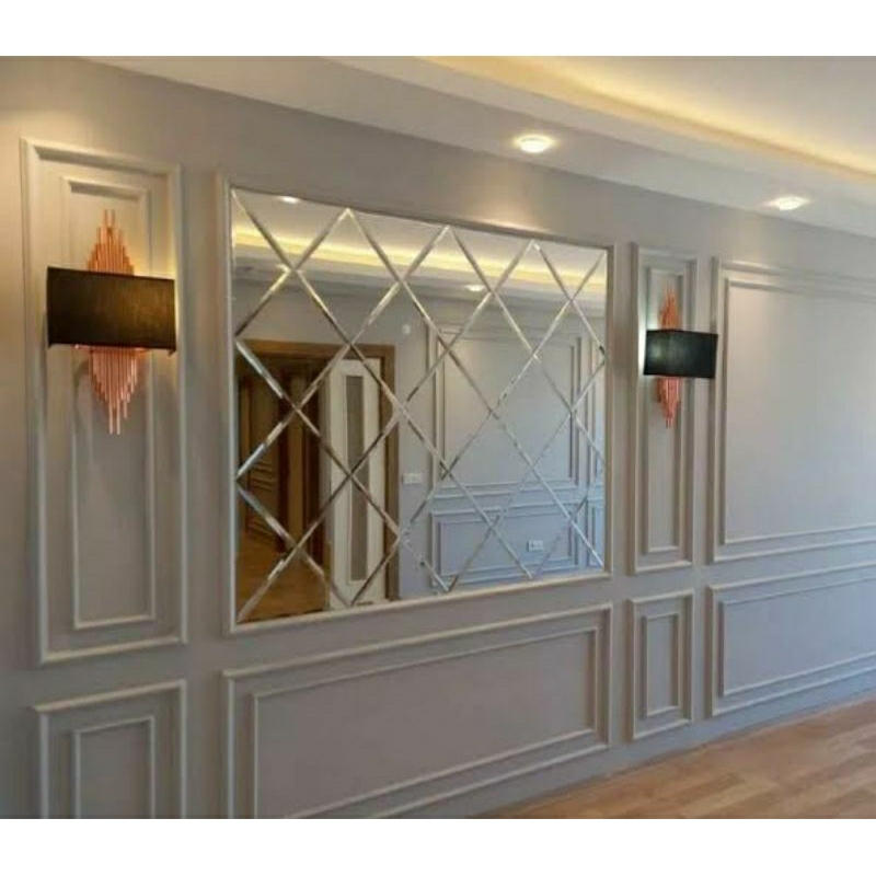 Jual kaca cermin moulding+bevel 1cm ukuran 60cm X 120cm ketebalan 3mm ...