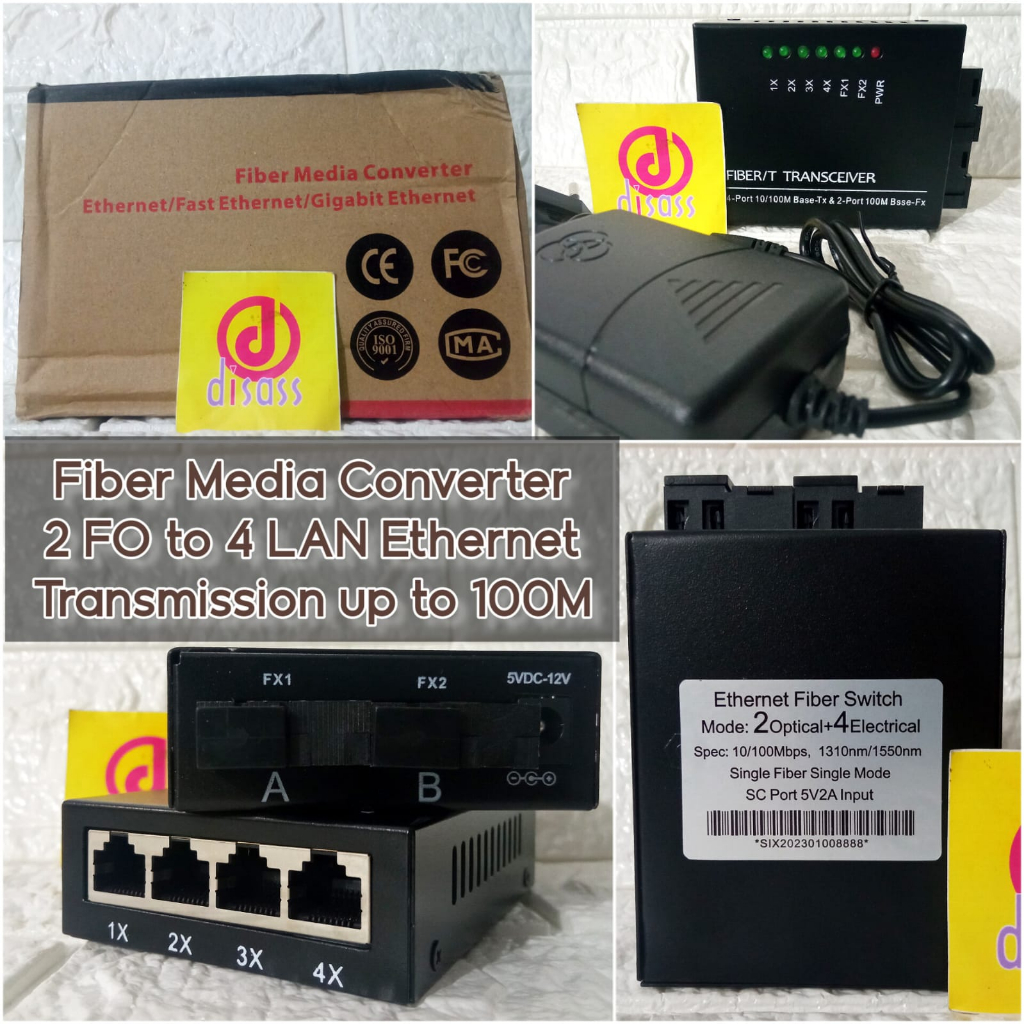 Jual HTB MEDIA CONVERTER 2 FO SC FIBER OPTIC PORT TO 4 LAN ETHERNET ...