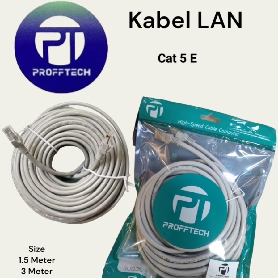 Jual Kabel Lan Cat 5 E, UTP ORIGINAL" ProffTech. 3 Meter. Qualitas ...