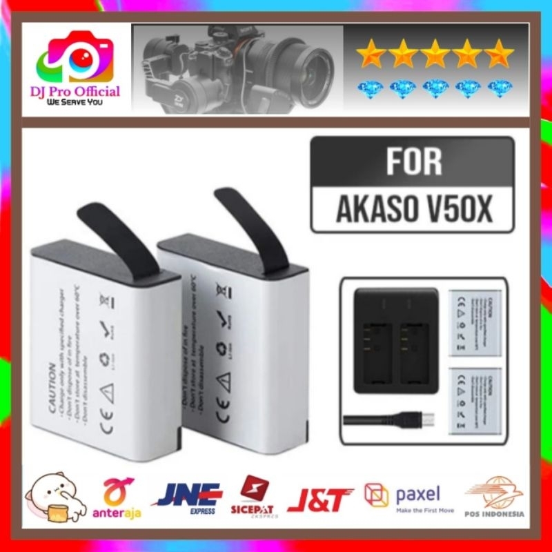 Jual Akaso Battery kit brave 4 Pro V50X V50 X V 50X Dual Batteries One ...