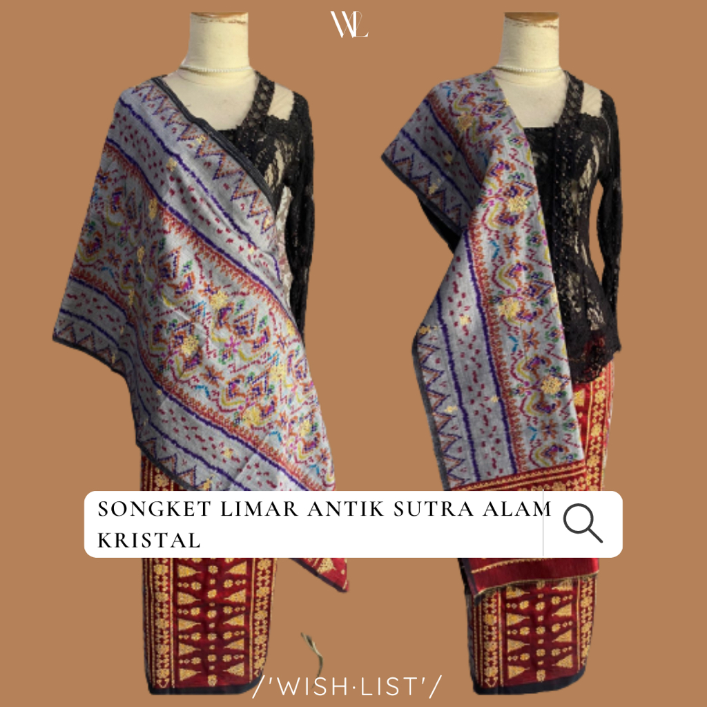 Jual Kain Tenun Tradisional LIMAR ANTIK SUTRA ALAM KRISTAL V1 Songket Kekinian Selendang Murah ...