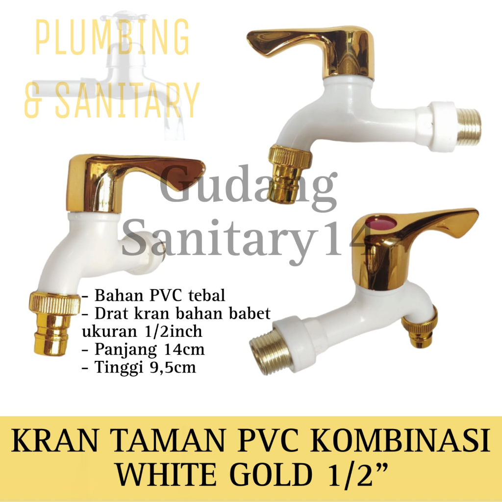 Jual kran taman pvc kombinasi white gold kran air taman plastik putih ...