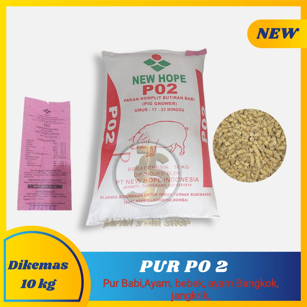 Jual PO 2 New Hope Pakan Babi Pur Ayam Untuk Anak Ayam Bangkok (10 kg) | Shopee Indonesia